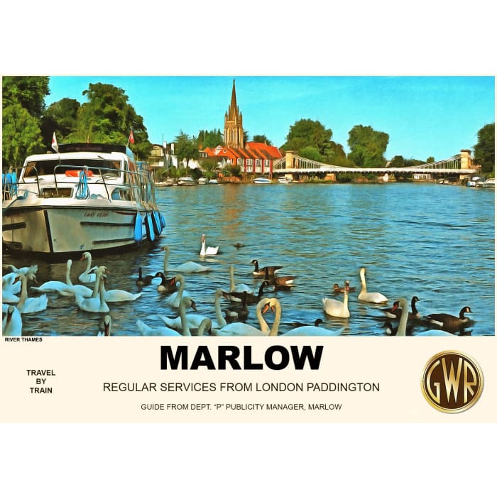 Vintage Style Railway Poster Marlow Buckinghamshire A3/A2 – Vintage Poster Shop UK