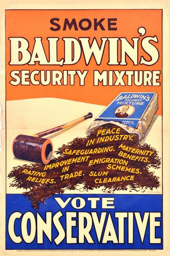 Vintage 1920's Conservative Party Baldwin British Election Poster Repr ...