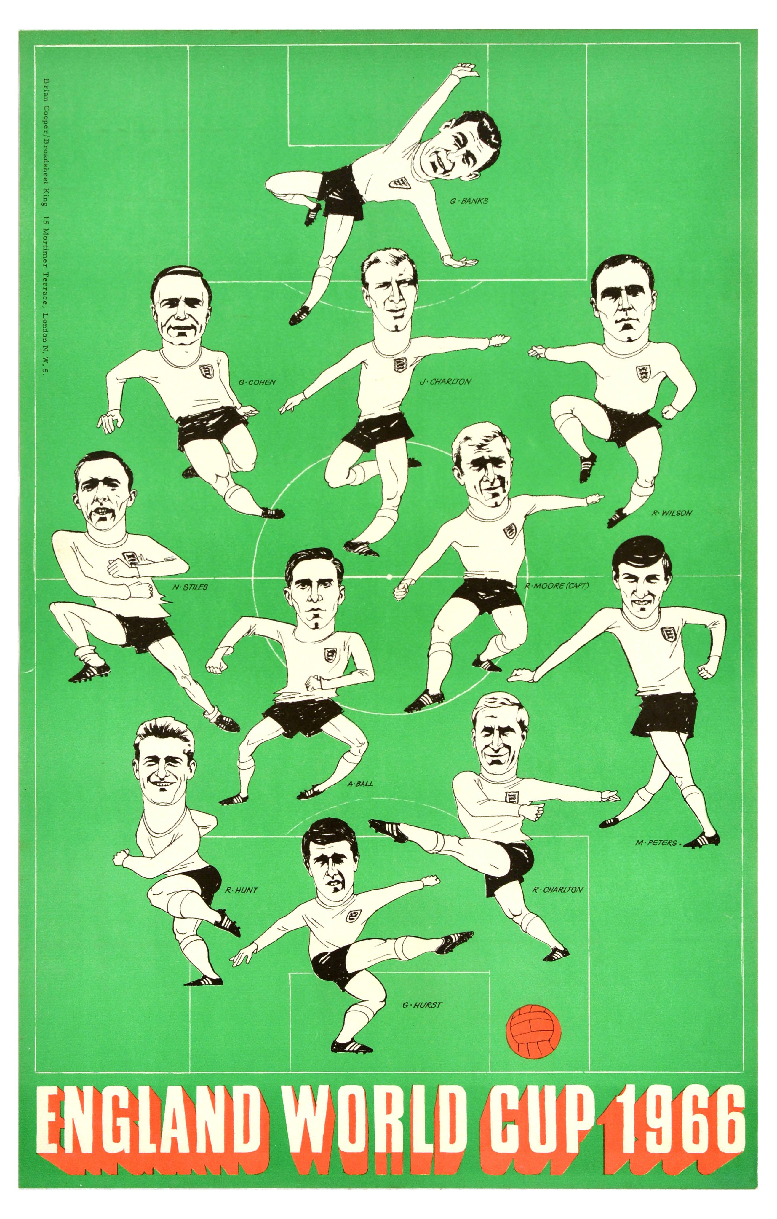 Vintage 1966 England World Cup Team Poster Print A3/A4 – Vintage Poster ...