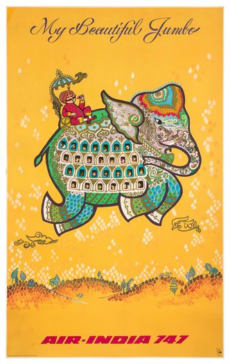 Vintage Air India Jumbo Jet Poster Print A3/A4 – Vintage Poster Shop UK