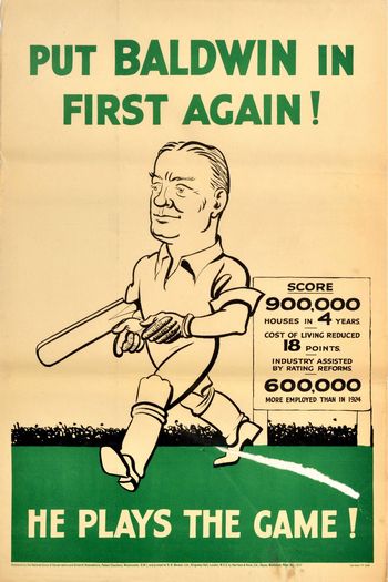Vintage 1920's Conservative Tory Party Baldwin Election Poster Print A ...