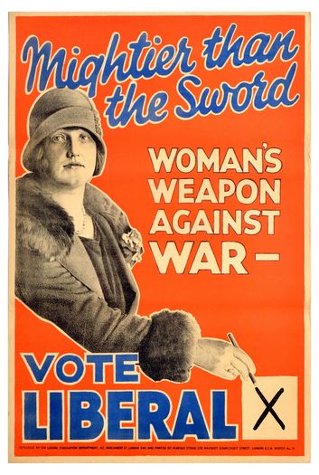Vintage 1920's Liberal Party Women Mightier Than The Sword Poster Prin ...