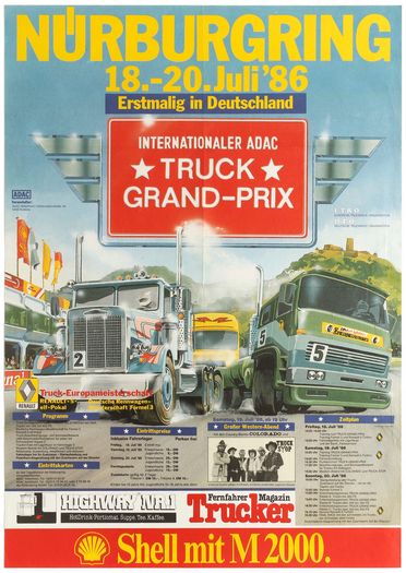 Vintage 1986 Nurburgring Truck Racing German Motor Racing Poster Print ...