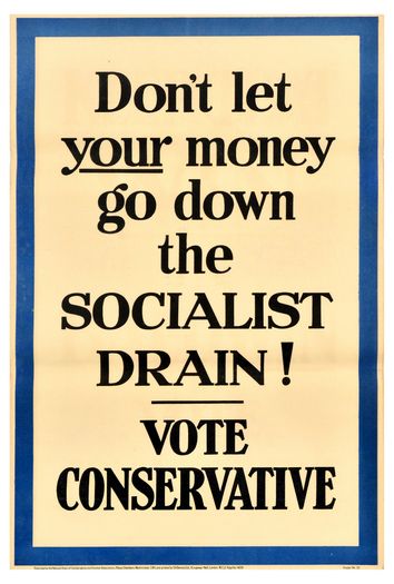 Vintage 1920's Conservative Party Down The Socialist Drain Poster Prin ...