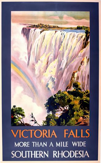 Vintage Victoria Falls Rainbow Tourism Poster Print A3/A4 – Vintage ...