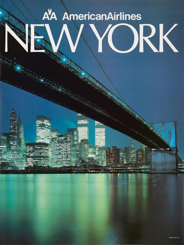 Vintage American Airlines Flights To New York Poster Print A3/A4 ...