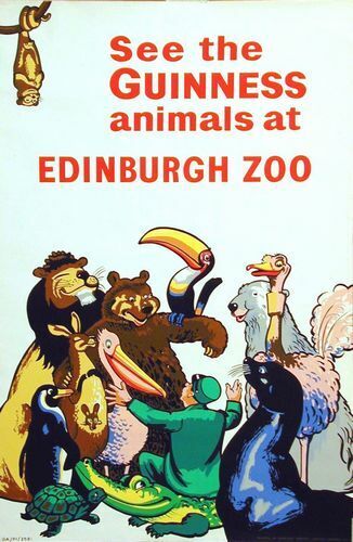 Vintage Guinness Animals at Edinburgh Zoo Advertisement Poster Print A ...