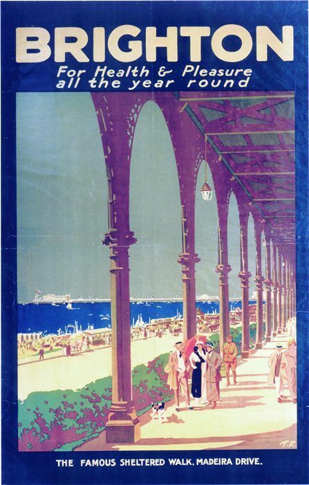 Vintage Brighton Railway Sheltered Walk Railway Poster A4/A3/A2/A1 Pri ...