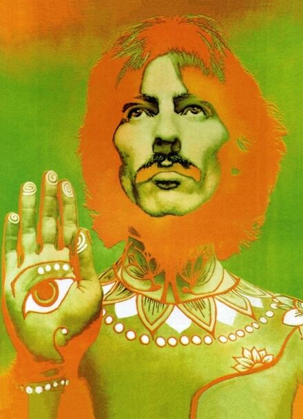 PSYCHEDELIC BEATLES PHOTO PORTRAIT GEORGE HARRISON 2 OF 4 SET A3 POSTE ...