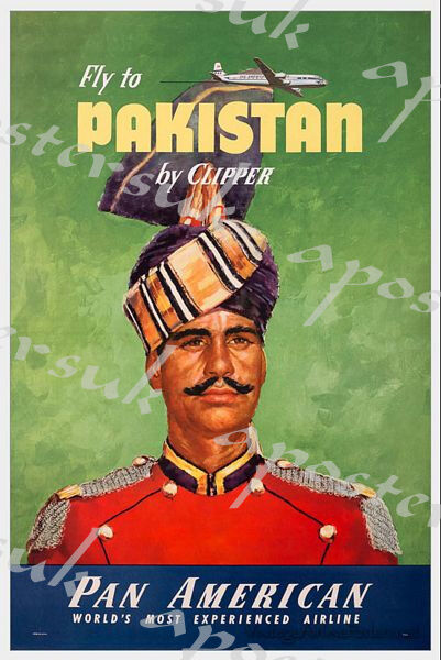 Vintage Pan Am Fly to Pakistan Airline Poster A3/A4 Print – Vintage ...