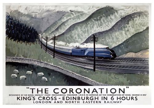 Vintage 1937 LNER Coronation London to Edinburgh Railway Poster A3/A4 ...