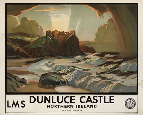 Vintage LMS Dunluce Castle Northern Ireland Railway Poster A3/A4 ...