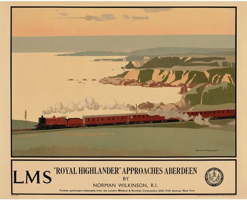 Vintage LMS Royal Highlander Approaching Aberdeen Railway Poster A3/A4 ...