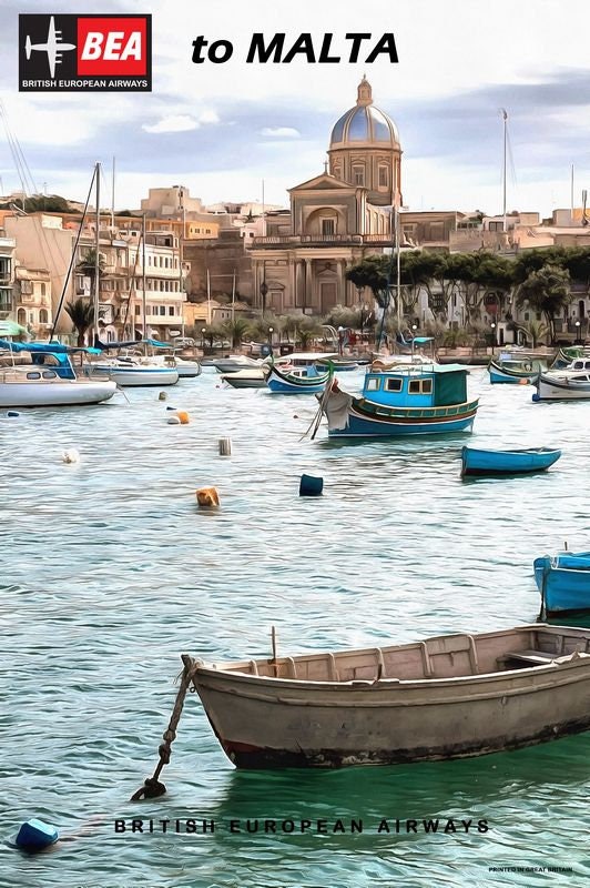 Vintage Style Airline Poster BEA to Malta A4/A3/A2 Print – Vintage ...