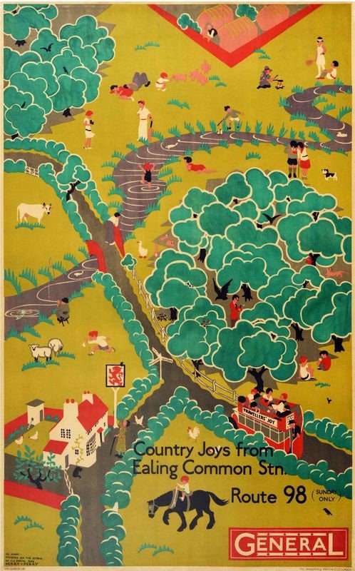 Vintage Ealing Common West London Bus Route Poster Print A3/A4 ...