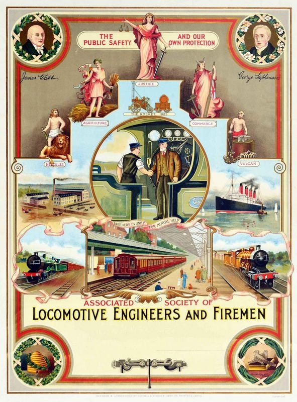 Vintage Locomotive Engineers and Fireman Trades Union Poster Print A3 ...