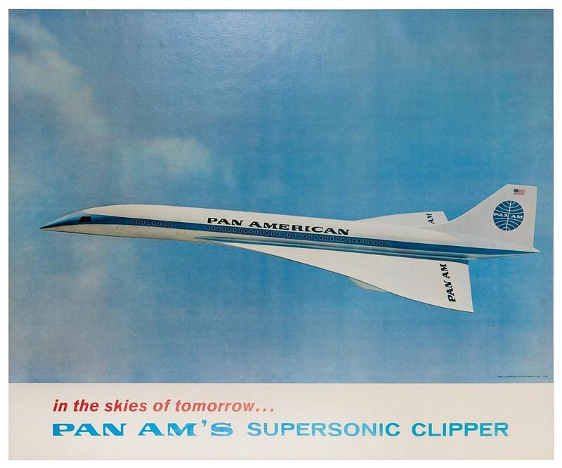 Vintage Pan Am Concorde Supersonic Airliner Airline Poster Print A3/A4 ...