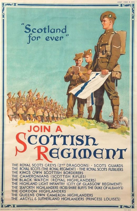 Vintage Join a Scottish Regiment Army Recruitment Poster Print A3/A4 ...