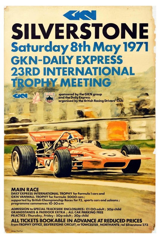 Vintage 1971 Silverstone International Trophy Motor Racing Poster Prin ...