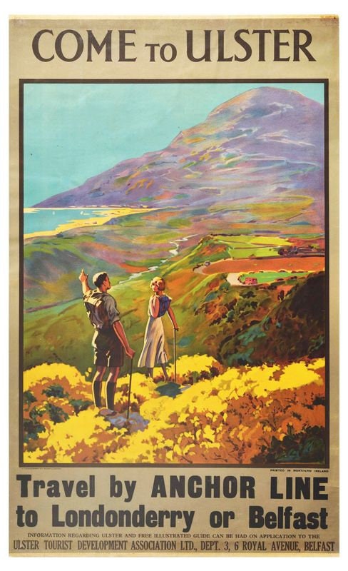 Vintage Anchor Line Ferry to Ulster Belfast Poster Print A3/A4 ...