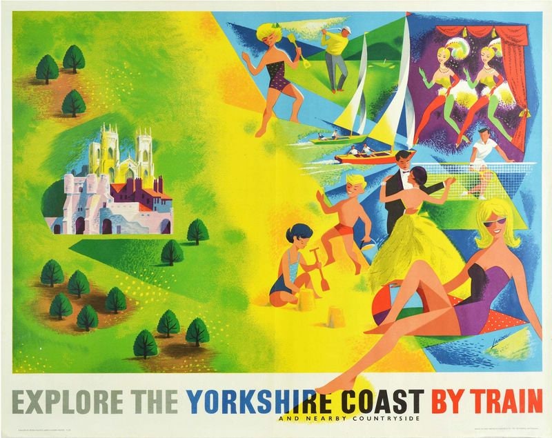 Vintage British Rail Yorkshire Coastal Map Railway Poster Print A3/A4 ...