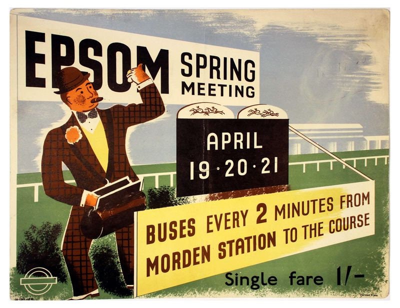 Vintage Epsom Spring Horse Racing Meeting Poster Print A3/A4 – Vintage ...