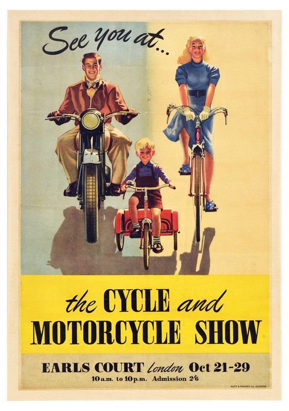 Vintage Earls Court London Motorcycle Show Poster Print A3/A4 – Vintage ...