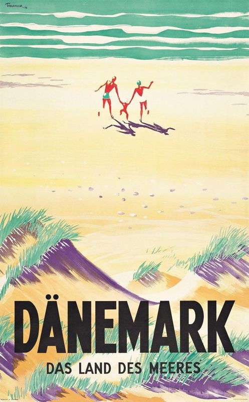 Vintage Denmark Beaches Tourism Poster Print A3/A4 – Vintage Poster Shop UK