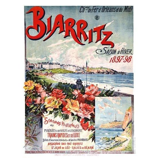 Vintage 1897 Biarritz France Tourism Poster A3 Print Vintage – Vintage ...