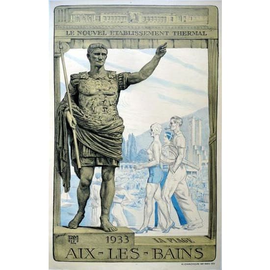 Vintage 1933 Aix Les Bains France Roman Spa and Beach – Vintage Poster ...