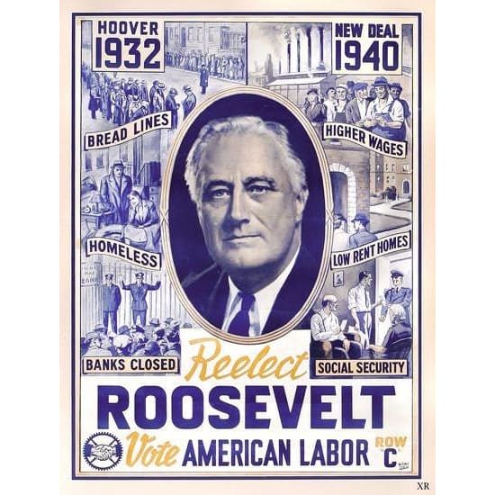Vintage 1940’s US Roosevelt Presidential Election Poster A3 – Vintage ...