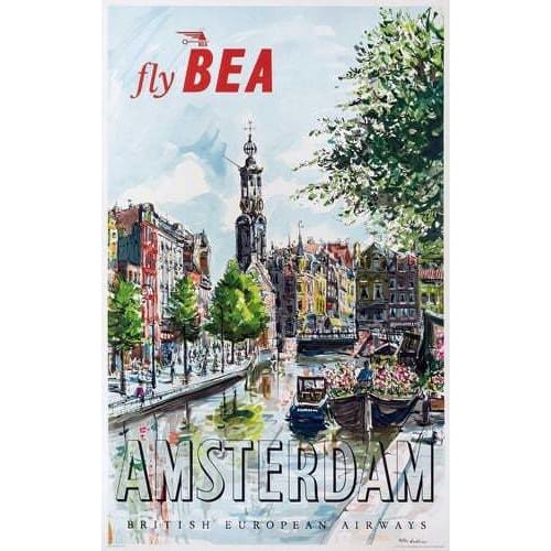Vintage BEA Flights To Amsterdam Airline Poster A3/A4 Print – Vintage ...