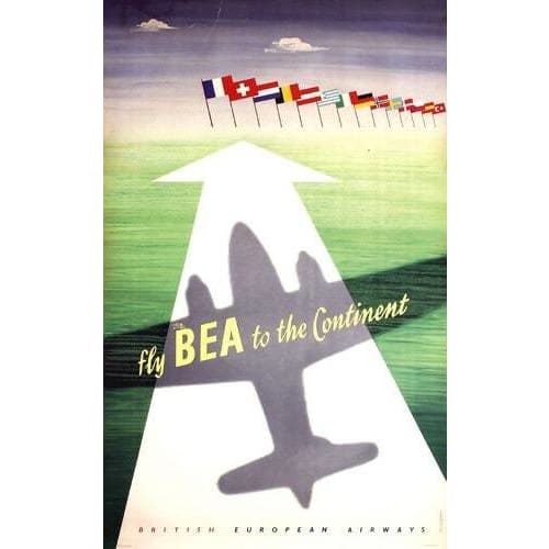 Vintage BEA Flights to the Continent Airline Poster A3 Print – Vintage ...