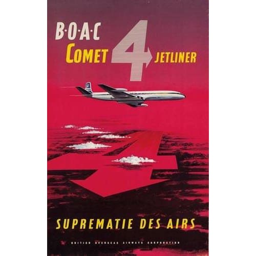 Vintage BOAC Comet Jetliner Airline Poster A3 Print Vintage – Vintage ...