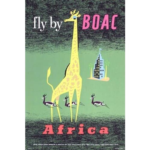 Vintage BOAC Flights to Africa Airline Poster A3 Print – Vintage Poster ...