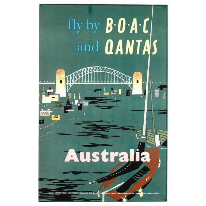 Vintage BOAC Flights To Australia Airline Poster Print A3/A4 – Vintage ...