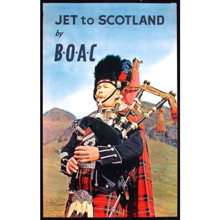 Vintage BOAC Flights To Scotland Airline Poster Print A3/A4 – Vintage ...