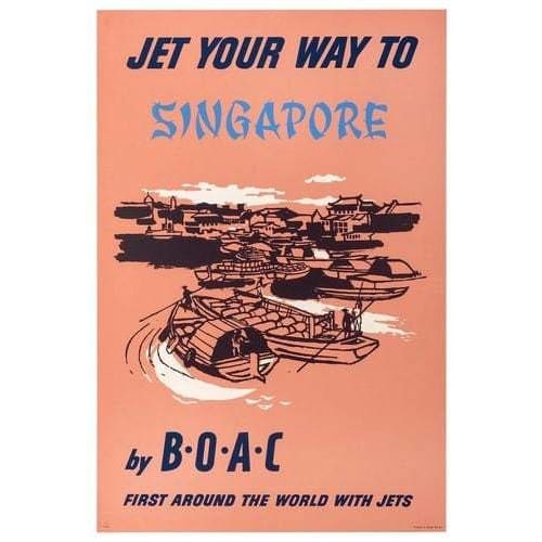 Vintage BOAC Flights to Singapore Airline Poster A3/A4 Print – Vintage ...