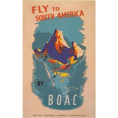 Vintage BOAC Flights to South America A3 Print Vintage – Vintage Poster ...