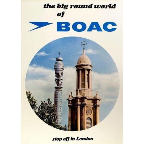 Vintage BOAC Stop Off In London Airline Poster A3 Print – Vintage ...