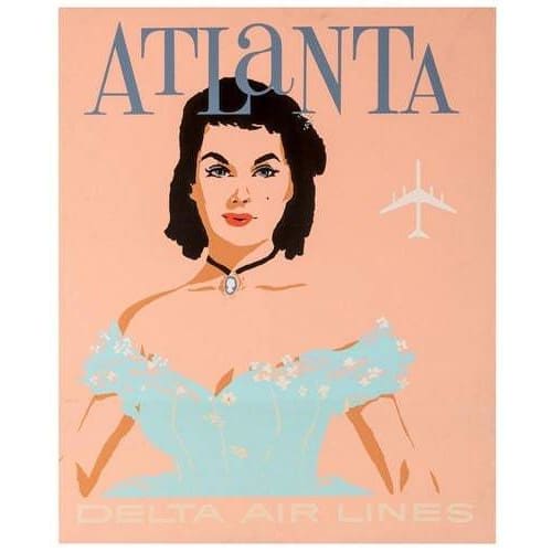 Vintage Delta Airlines Flights To Atlanta Poster A3 Print – Vintage ...
