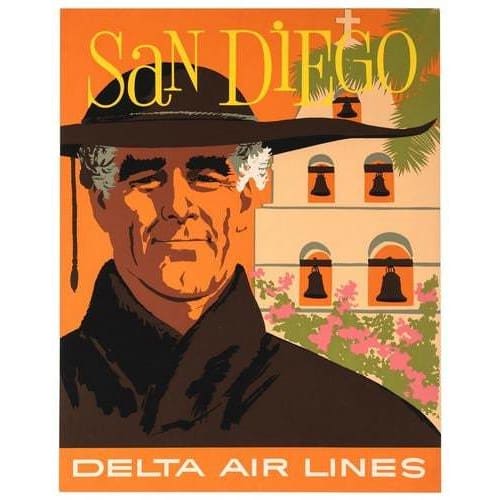 Vintage Delta Airlines Flights To San Diego Poster A3 Print – Vintage ...