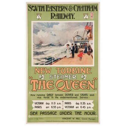 Vintage Edwardian Dover Calais Ferry Railway Poster A3/A2/A1 – Vintage ...