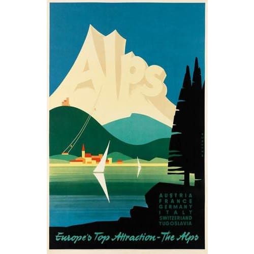 Vintage European Alps Tourism Poster Print A3 Vintage Poster – Vintage ...