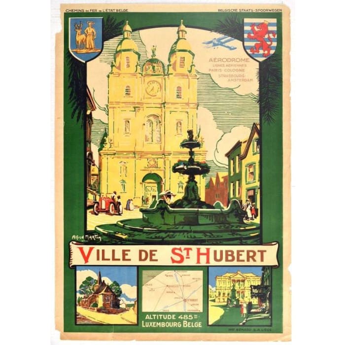 Vintage French Railways Ville De Saint Hubert Tourism Poster – Vintage ...