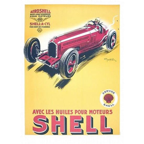 Vintage French Shell Motor Oil Advertisement Poster A3 Print – Vintage ...