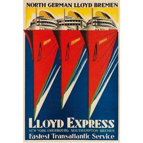 Vintage German Art Deco Shipping Line Poster A3 Print – Vintage Poster ...