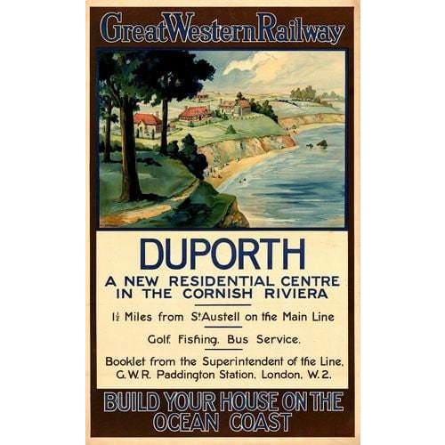 Vintage GWR Duporth Cornish Riviera Railway Poster A3 Print – Vintage ...