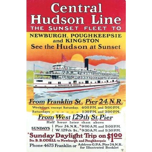 Vintage Hudson River Cruises New York State Tourism Poster – Vintage ...