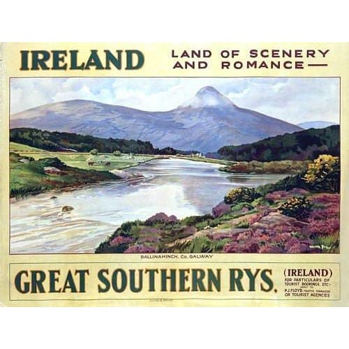 Vintage Irish Railways Ballinahinch Co Galway Tourism Poster – Vintage ...